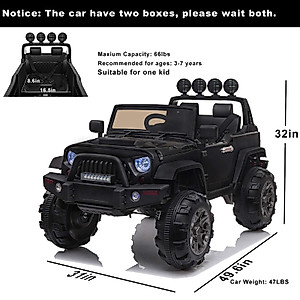 OTTARO Ride on Cars Trucks Electric Car for Kids, 12V Battery Powered Car w/Parental Remote Control, Spring Suspension, LED Lights, MP3 Player, Safety Belt（Pink）