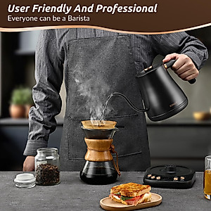 RONGBEST Electric Gooseneck Kettle, 6 Temperature Control Presets, Pour Over Kettle for Coffee & Tea, Quick Heating, Stainless Steel Inner Lid & Bottom, 1200W 1L, Matt Black