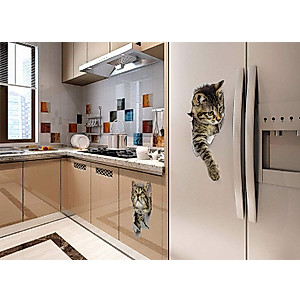 Animals Cute Cat Wall Sticker Living Room Bedroom Decoration Animal Wall Stickers Bathroom/Toilet/Refrigerator/Car/Nursery Room/PVC/Kitchen 3D Wall Decals