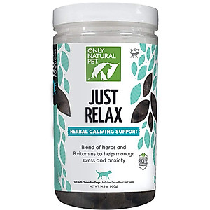 Only Natural Pet - Just Relax Herbal Calming Soft Chews for Dogs | Natural Anxiety Relief Treats, Premium Dog Relaxation Aid, Stress and Anxiety Relief Supplement - Bacon Flavor - 120 Soft Chews