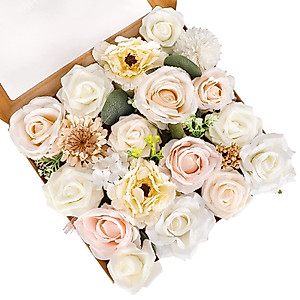 Whonline Artificial Flowers Combo Box Set Fake Flowers Silk Roses Heads for Wedding Arch Bouquets DIY Flower Party Home Decor