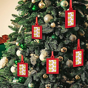 Lovingly Shaped Pizza Christmas Photo Ornament Frame Red Picture Frame for Xmas Tree Hanging Decoration