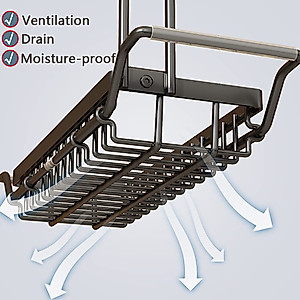 Hvanam Stainless Steel Kitchen Sink Rack Telescopic Organizer Holder Expandable Countertop Accessories Drain Caddy Tray for Kitchen or Bathroom Towel Soap Sponge Brush Storage(Black)