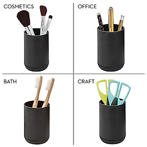 iDesign Toothbrush Holder for Normal Toothbrushes, Spin Brushes, and Toothpaste, The Cade Collection - 3" x 3" x 4. 5", Matte Black