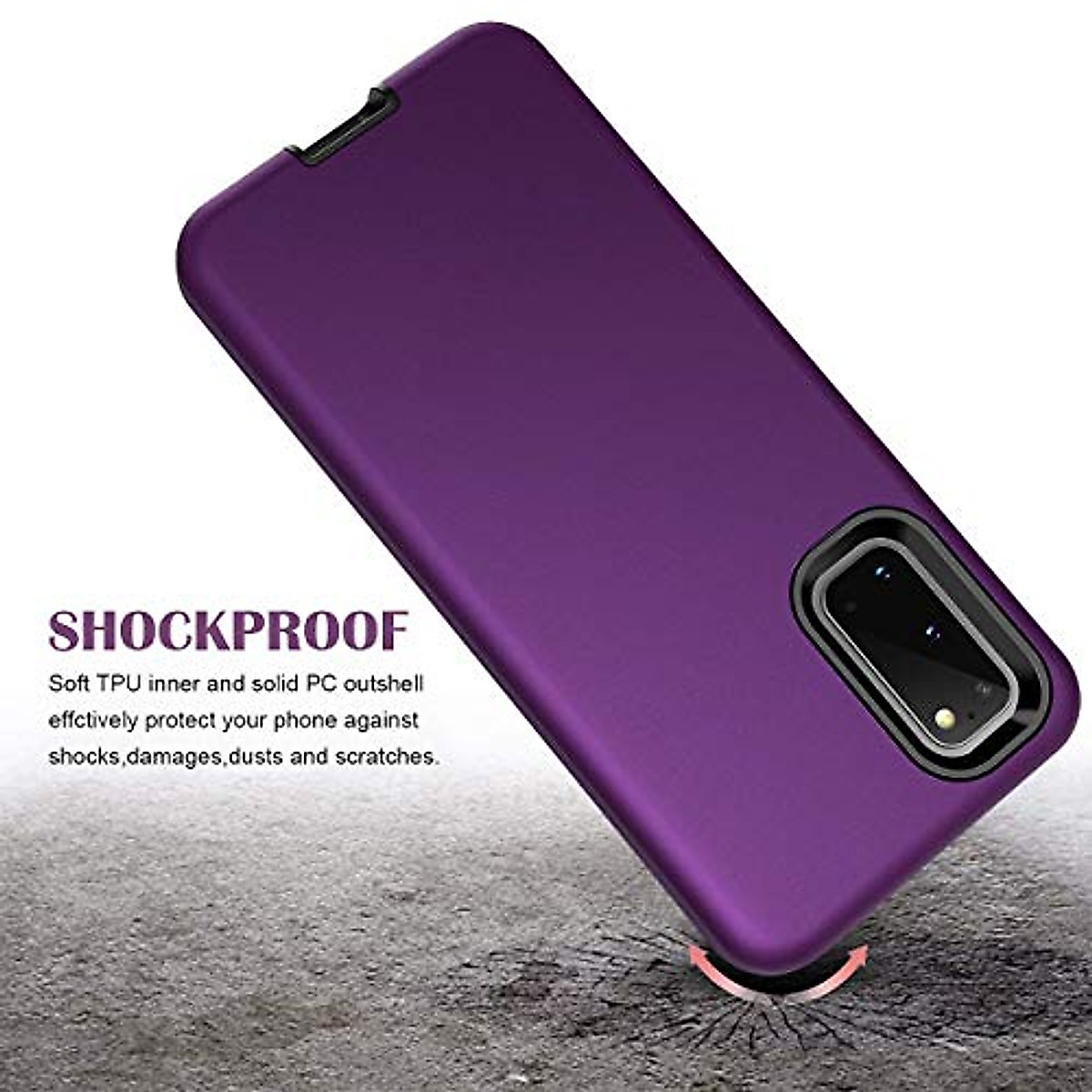 WeLoveCase Galaxy S20 Case, S20 5G Cover 3 in 1 Full Body Heavy Duty Protection Hybrid Shockproof TPU Bumper Three Layer Protective Case for Samsung Galaxy S20 5G 6.2 Dark Purple