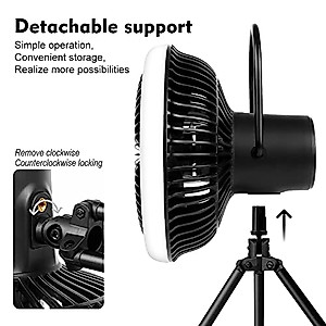PINSAI Camping Fan, Tent Fans for camping with lights,Portable Camping Fan with LED Lantern, USB Desk Fan with Hanging Hook for Tent,Car