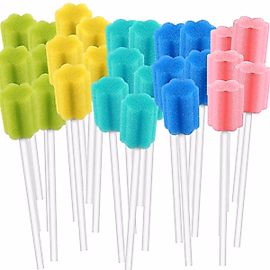 250 Count Unflavored Disposable Oral Swabs, Tooth Shape for Oral Cavity Cleaning Sponge Swab Individually Wrapped - 5 Colors