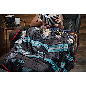 JUST FUNKY Fire Force Anime Series Fleece Throw Blanket | Fire Force Manga Throw Blankets | Fire Force Character Favorites Anime Blanket | Measures 60 x 45 Inches