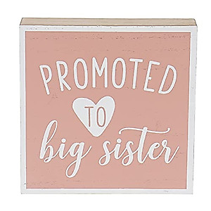 Hanna Roberts Toddler Kids Sibling Reveal Box Sign, 5.9" x 5.9" (Promoted to Big Sister)