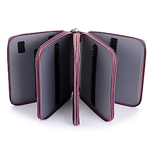 BTSKY Colored Pencil Case- 160 Slots Pencil Holder Pen Bag Large Capacity Pencil Organizer with Handle Strap Handy Colored Pencil Box with Printing Pattern Purple Stars