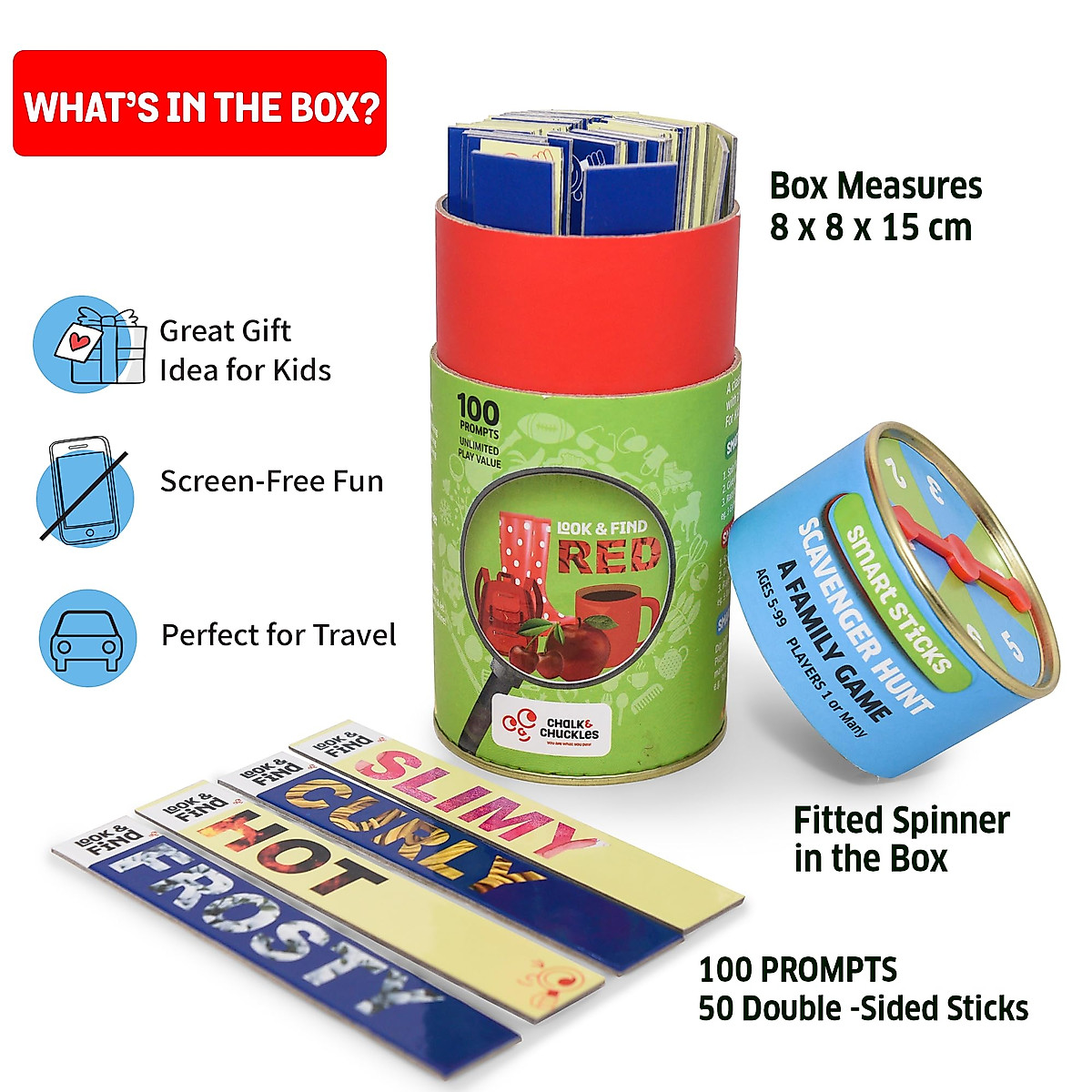 Chalk & Chuckles Scavenger Hunt Game for Kids Ages 4-8, 8-12 Years, Fun Family Game, Indoor and Outdoor Activities