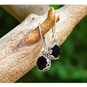 Bottled Up Designs Handmade Vintage Black Leverback Earrings, Recycled Antique Depression Bottle Glass, Sterling Silver, Eco Friendly, Made in USA, Birthday Gifts, Mothers Day, Women, Anniversary