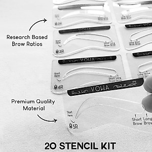 VOHA Eyebrow Stamp Stencil Kit, Eye Brow Stamping Kit, Brow Stamp Kit, Reusable Eyebrow Stencils, Eyebrow Stamp Kit, Eyebrow Stencil Kit, Waterproof Natural Perfect Eyebrow Pomade Kit (Medium Brown)