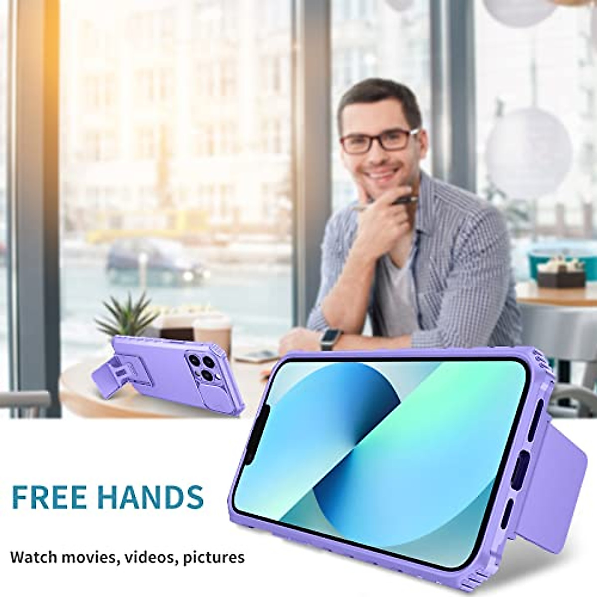 Protective Phone Cover Case Silicone Kickstand Case Compatible for infinix Smart 5,[3 Stand Ways] Vertical and Horizontal Stand Case,Full Body Hard Slim Protective Phone Case (Color : Purple)