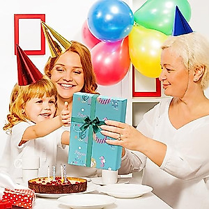 Mermaid Wrapping Papers, Princess of the Sea Little Mermaid design 6 Sheets Folded Flat 20x28 inches per Sheet with Emerald Green Ribbon, Gift Tag and Greeting Card for Birthday Party Baby Shower