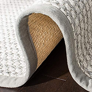 SAFAVIEH Palm Beach Collection 8' x 10' Silver / Ivory PAB615G Hand-Knotted Sisal & Wool Area Rug