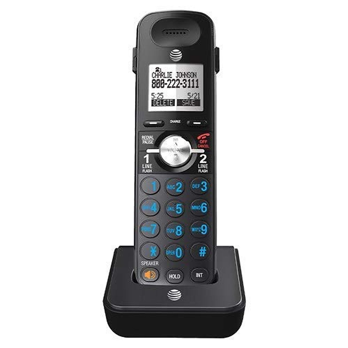 AT&T TL88102BK DECT 6.0 2-Line Expandable Cordless Phone with Answering System and Dual Caller ID/Call Waiting, 3 Handsets, Black