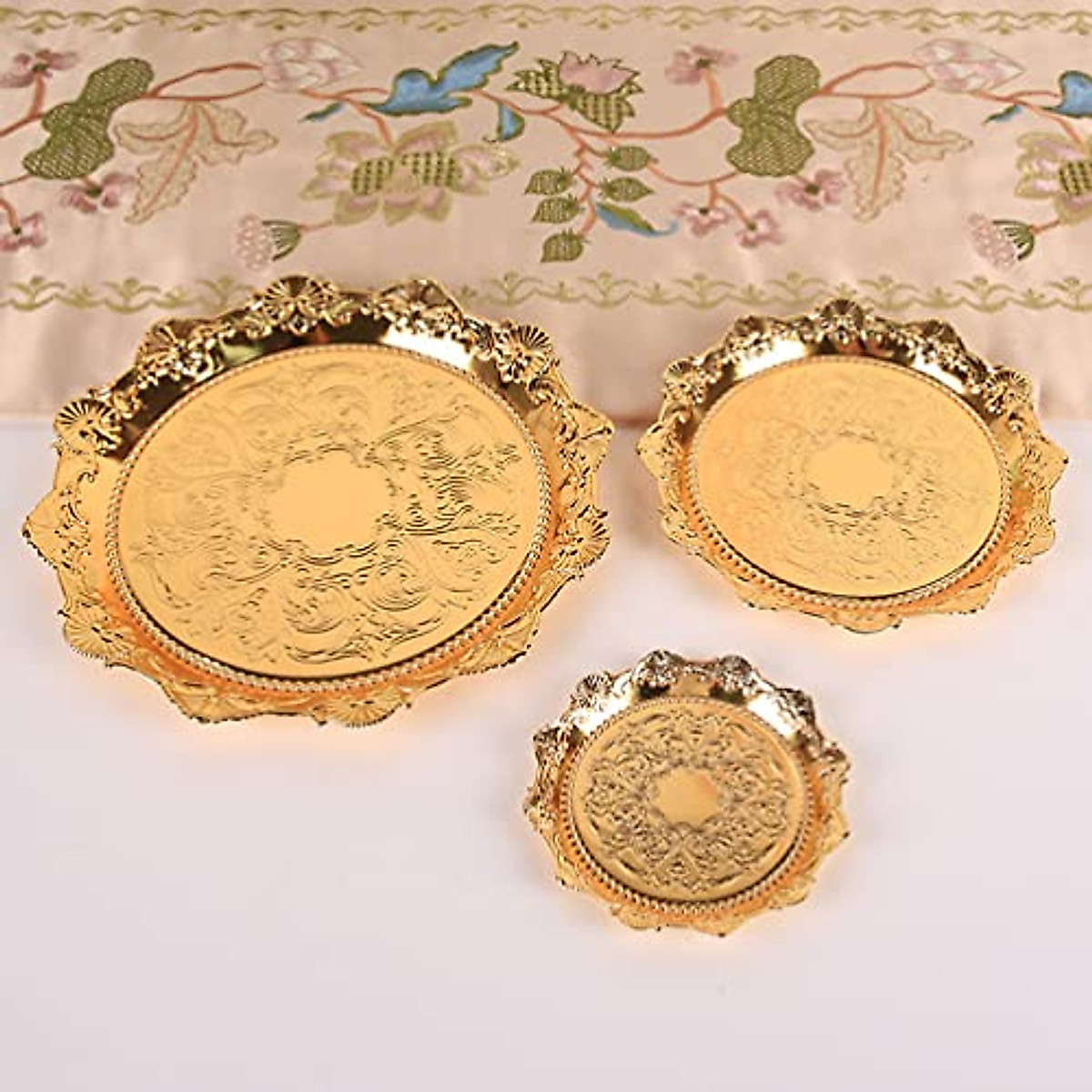 FOMIYES Turkish Ottoman Coffee Tea Beverage Serving Wavy Tray Gold