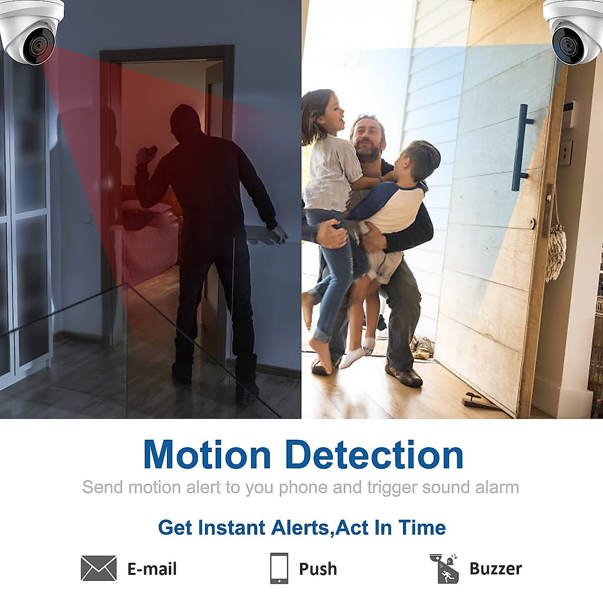 Anpviz 5MP Security IP Dome PoE Camera with Mic/Audio, 5.3MP (3072 * 1728) Turret Outdoor Camera, 98ft NightVision, 2.8mm Lens, IP67 Weatherproof, SD Recording (256GB), White (IPC-D353W-S)