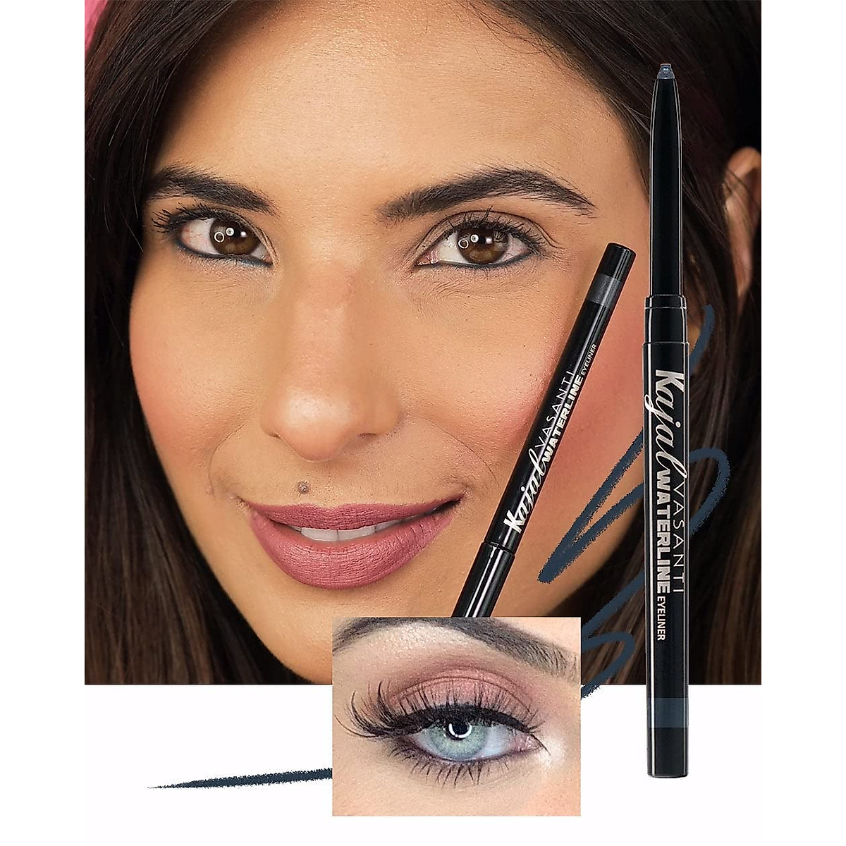 VASANTI Kajal Waterline Eyeliner Pencil - Long-lasting, Waterproof, Smudge-proof, Safe for Sensitive Eyes, Waterline Eye Liner - Opthalmologist Approved and Tested (Slate Grey)
