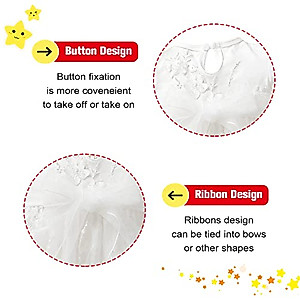 TENTIDE Baby Girl Christening Baptism Dresses White Embroidered Lace Newborn Baby Dedication Gowns with Headband 0-3 Month(Off-white, 0-3 Months)
