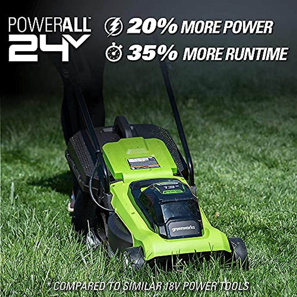 Greenworks 24V 13-Inch Cordless (2-In-1) Push Lawn Mower, 4.0Ah USB Battery (USB Hub) and Charger Included MO24B410