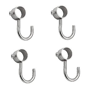 FYTRONDY Stainless Steel Adjustable J Typed Hooks, Tube Rod Hooks, Bathroom Wardrobe Pipe Hanger (1 INCH, 4 Pack)