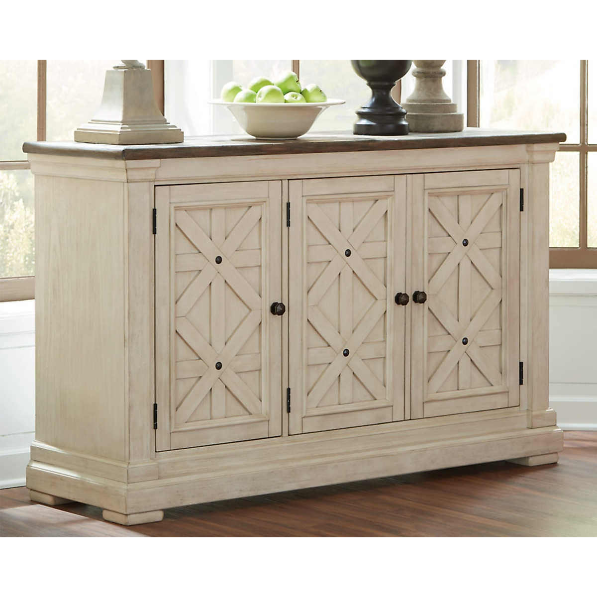 Signature Design by Ashley Bolanburg French Country Dining Room Server, Two-tone White & Brown