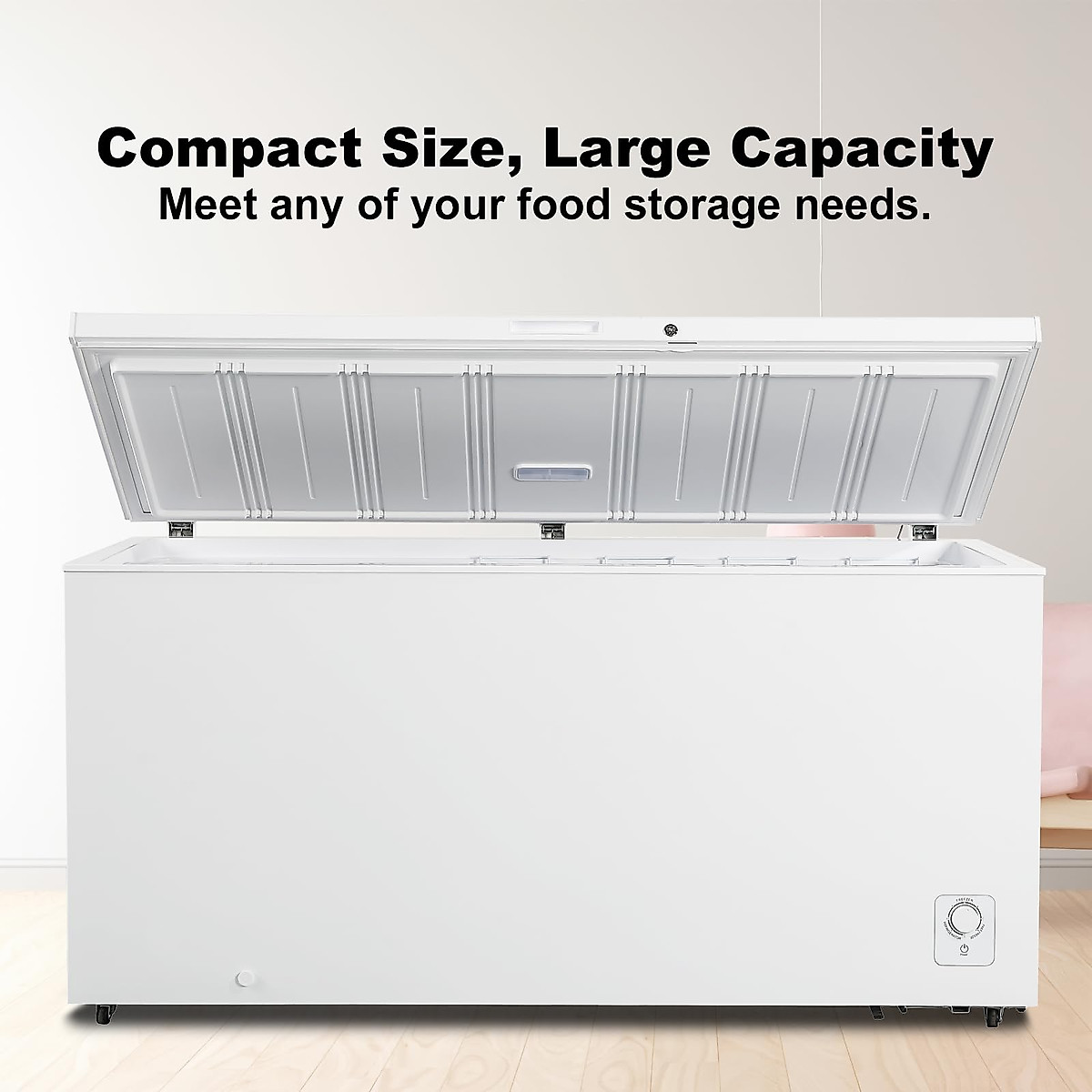 Techomey Chest Freezer 17.7 Cu.Ft. Deep Freezer, Large Freezer with Adjustable Thermostat Control & 4 Removable Wire Basket, Top Open Door, 4 Universal Wheels, Safety Lock, White