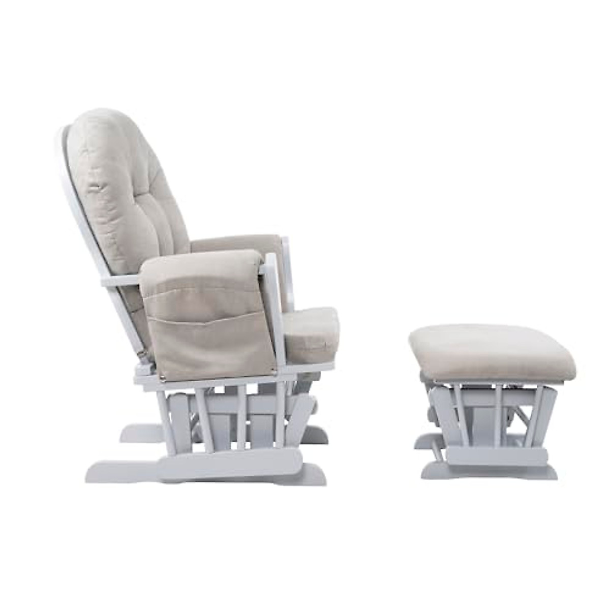 Brisbane Nursery Glider & Ottoman Sets, Glider Recliner Nursery Rocking Chair, Nursery Glider Rocker with Ottoman, Reclining Gliders & Chairs for Breastfeeding, Maternity, Napping - Light Gray