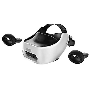 HTC Vive Pro Focus Plus 6DOF VR Headset in Almond White Bundle Including VR Headset, Controllers, face Cushion, QC 3.0 Charger and USB Type-C Cable