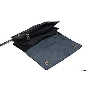 Leatherboss Genuine Leather Men Trifold Eagle Biker Chain Wallet Credit Card Holder for Motorcycle Bikers Truckers