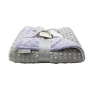 MEG ORIGINAL Lavender & Gray Minky Dot Baby Girl Blanket
