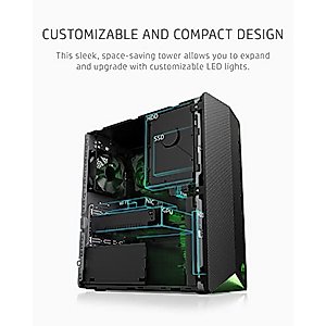 HP Pavilion Gaming Desktop, 10th Generation Intel Core i5-10400F Processor, NVIDIA GeForce GTX 1650 Graphics, 8 GM RAM, 256 GB SSD, Windows 11 Home (TG01-1120, Shadow Black)