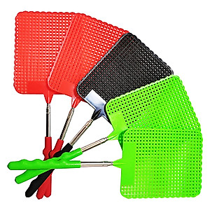 fecobyte 5PCS Telescopic Fly Swatter, Upgraded Manual Heavy Duty Plastic Flyswatter with Extendable Stainless Steel Pole