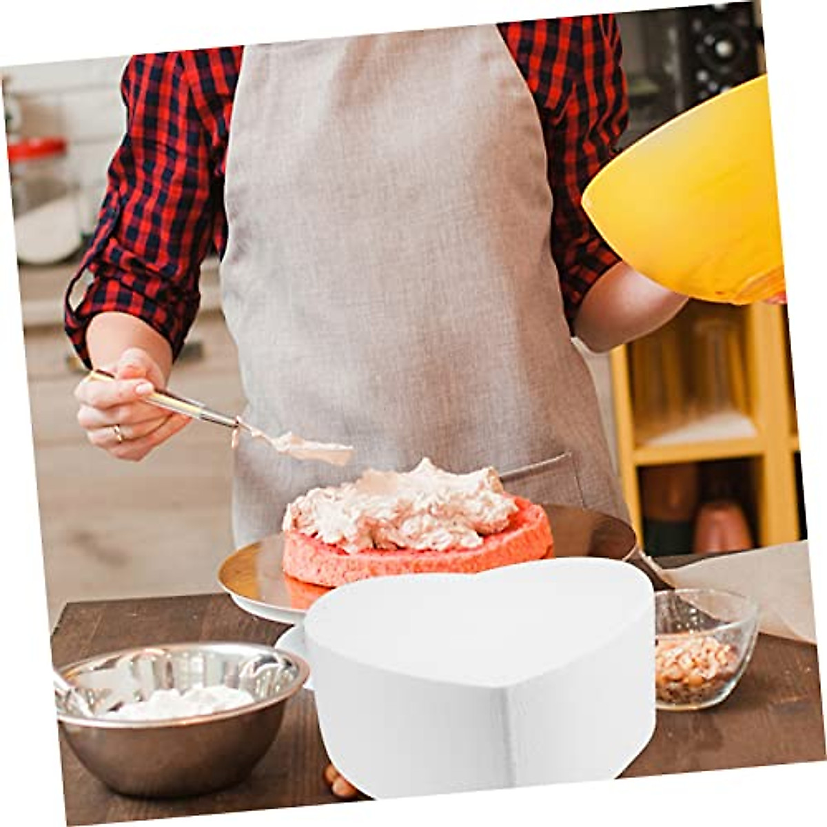 NOLITOY 2pcs Foam Cake Model Heart Cake Dummies Foam Heart Cake Foam Cake Form Foam Heart Shapes Floral Foam Shape Foam Cake Dummies Foam Cake Rounds Wedding White To Rotate Mold