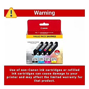 Canon CLI-271 BK/CMY 4 Color Value Pack Compatible to MG6820, MG6821, MG6822, MG5720, MG5721, MG5722, MG7720, TS5020, TS6020, TS8020, TS9020