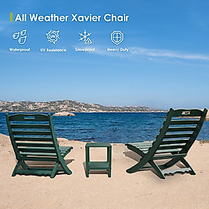 GREENVINES Folding-Xavier-Chairs Set of 2 | Wave | Portable Adirondack-Chair | HDPE Plastic | All Weather Fire-Pit Chair | Forest | for Beach Outdoor Deck Poolside Garden Patio Porch Fishing