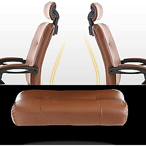 MayNuo Chair Ergonomic Chair Computer Swivel Chair Office Chair Pu Upholstered Seat Office Desk Chair Headrest Recliner Game Chair/Brown