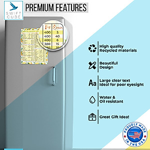 SwiftCube Air Fryer Magnetic Cheat Sheets, Multicooker Cheat Sheet Recipe Magnets, with Cooking Temperature, Time & Size Chart Conversion Measurement, Orange-Lemon Kitchen Decor, 8.5"x11" Citrus Dream