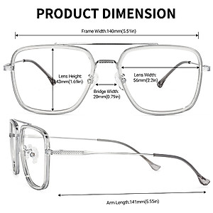 Zeelool Unisex Retro Metal Aviator Eyeglasses Frame for Women Men with Non-prescription Clear Lenses Nayeli Gray-Silver