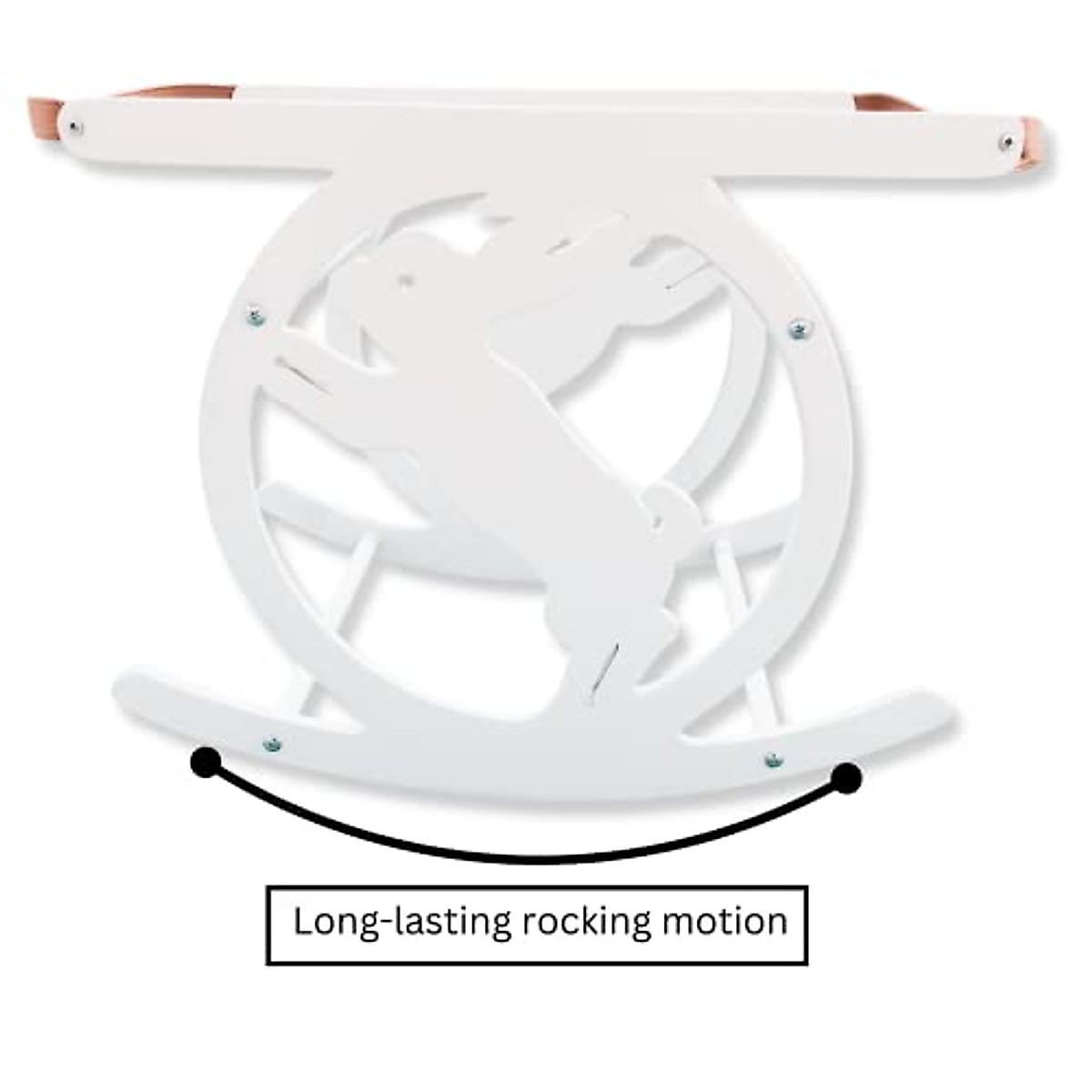 MYBASSINET Moses Basket Rocker Stand Antique White Stand for Baby Infants Durable and Sturdy Natural Wood Rocking Feature Modern Design Safe and Secure Fits Moses Baskets 32.5X16.5X14 Inch