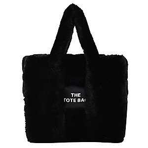JQWSVE The Tote Bags for Women Trendy Fluffy Tote Bag Designer Luxury Handbag Autumn Winter Soft Plush Shoulder Crossbody Bag