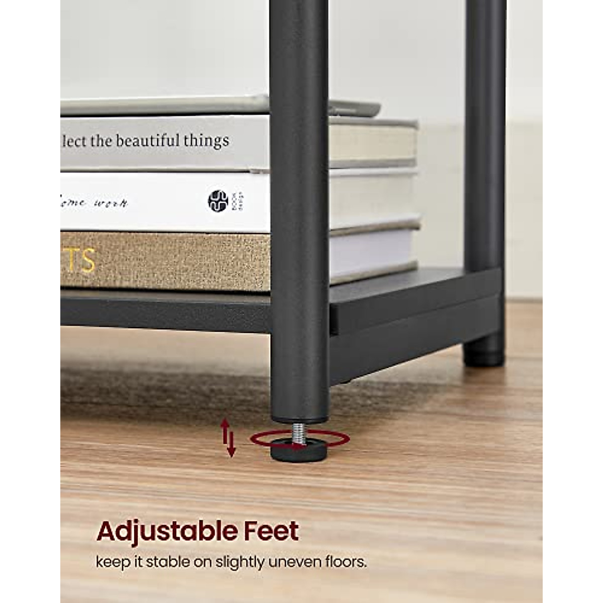 VASAGLE Side Table with Charging Station, 3-Tier End Table with USB Ports and Outlets, Nightstand for Living Room, Bedroom, 11.8 x 13.4 x 22.8 Inches, Plug-in Series, Black