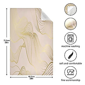 FUGIDOG Kitchen Dish Towels Set of 4, Luxury Gold Line Pattern Ultra Soft Absorbent Kitchen Towels Tea Towels Hand Towels Quick Drying Reusable Cleaning Cloths, 18 x 28 inch