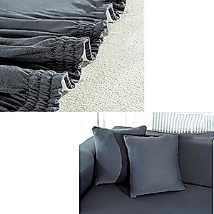 OQOPO 2/3/4 Seater Stretch Sectional Sofa Cover L Shaped Sofa Cover,Easy to Use Non-Slip Furniture Protector Sofa Cover for Living Room,2+4 Seater,Blue