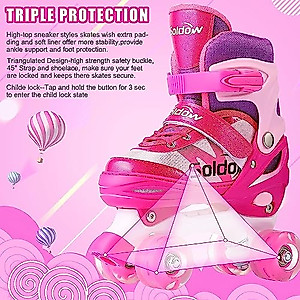 Kids Roller Skates, 4 Size Adjustable Light up Roller Skates for Girls Boys Kids, Farexon Children Outdoor Roller Skates for Kids Ages 6-12 Beginners