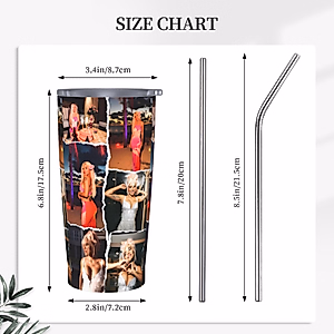 Kiserjens Stainless Steel Insulated Tumbler Vacuum Water Bottle Travel Cup Coffee Mug With Straw,Lid and Brush 20 oz