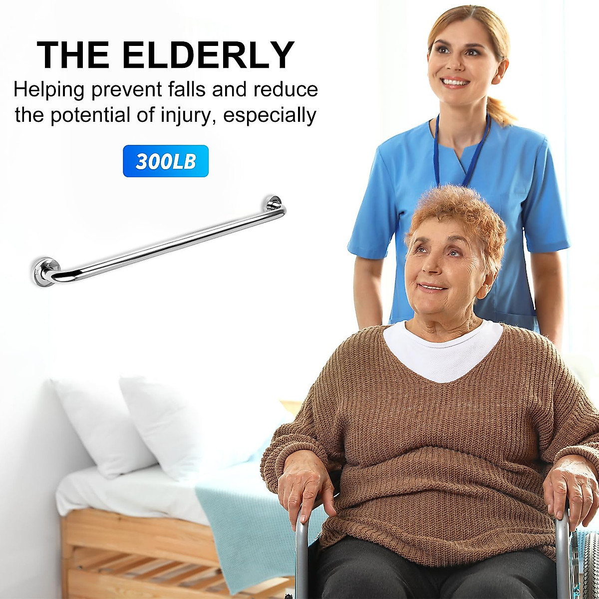 supregear Bathroom Grab Bar, 24 inch 304 Stainless Steel Bathroom Safety Grab Bars Balance Grab Bar in Chrome for Bathtub Shower Toilet Kitchen Bedroom, Concealed Screw Wall Mounted