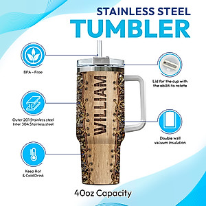 Hyturtle Personalized Hunting Gifts For Men-Deer Hunting Tumbler 40oz with Handle & Straw-Stainless Steel Travel Coffee Cup With Lid Gift For Dad Him Boy Husband-Birthday Christmas Gifts For Hunters